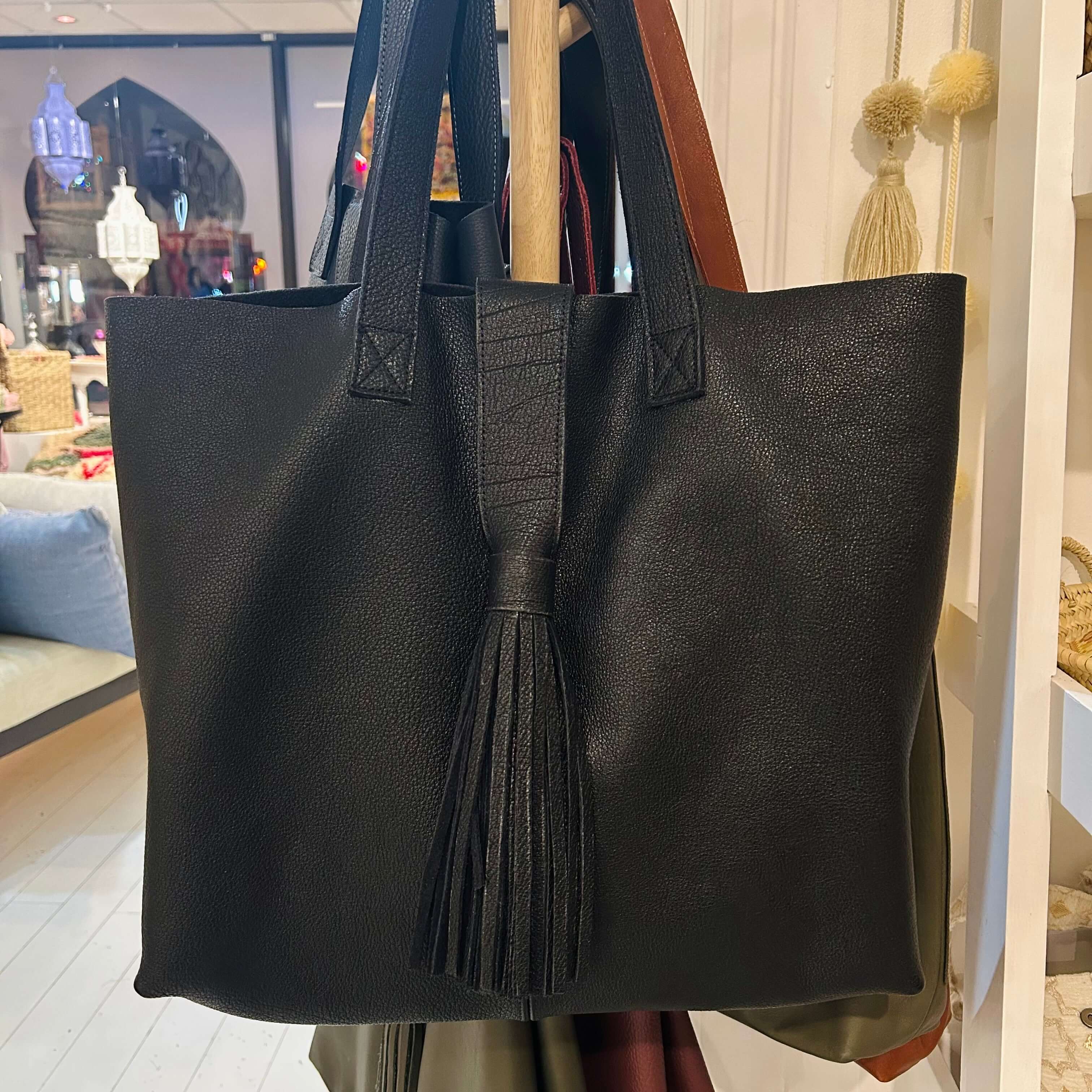 Marrakech Leather Tote Bag (Midnight)