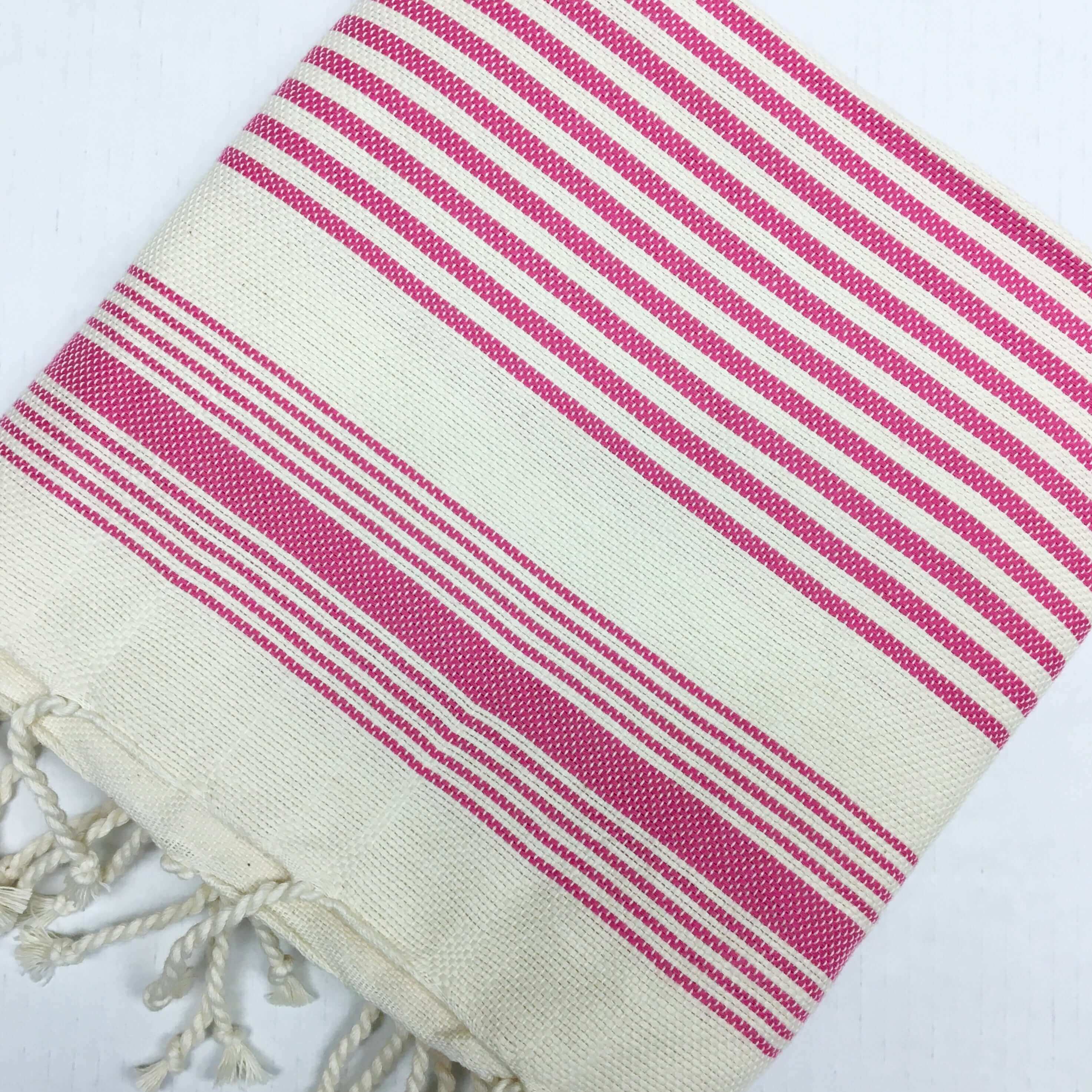 Fouta Towel/Throw/Scarf (Pink & White Stripes)