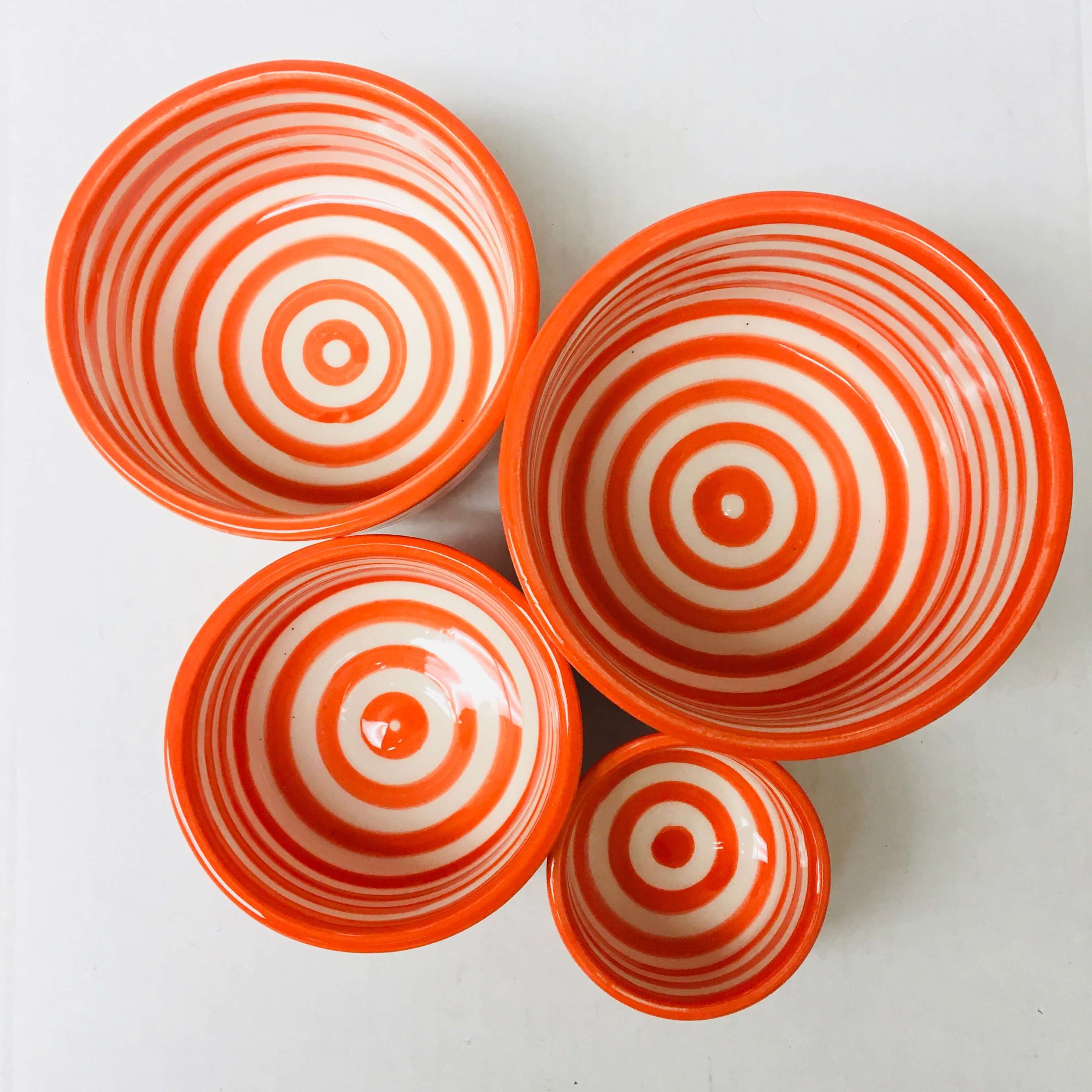 Moroccan Handmade Fassi Bowl - Tangerine Stripes
